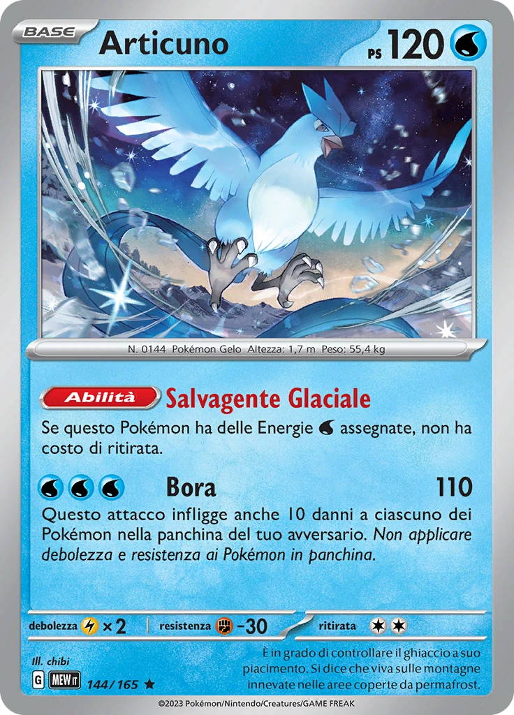 Articuno - MEW 144/165 IT - Rara standard e Reverse - 151