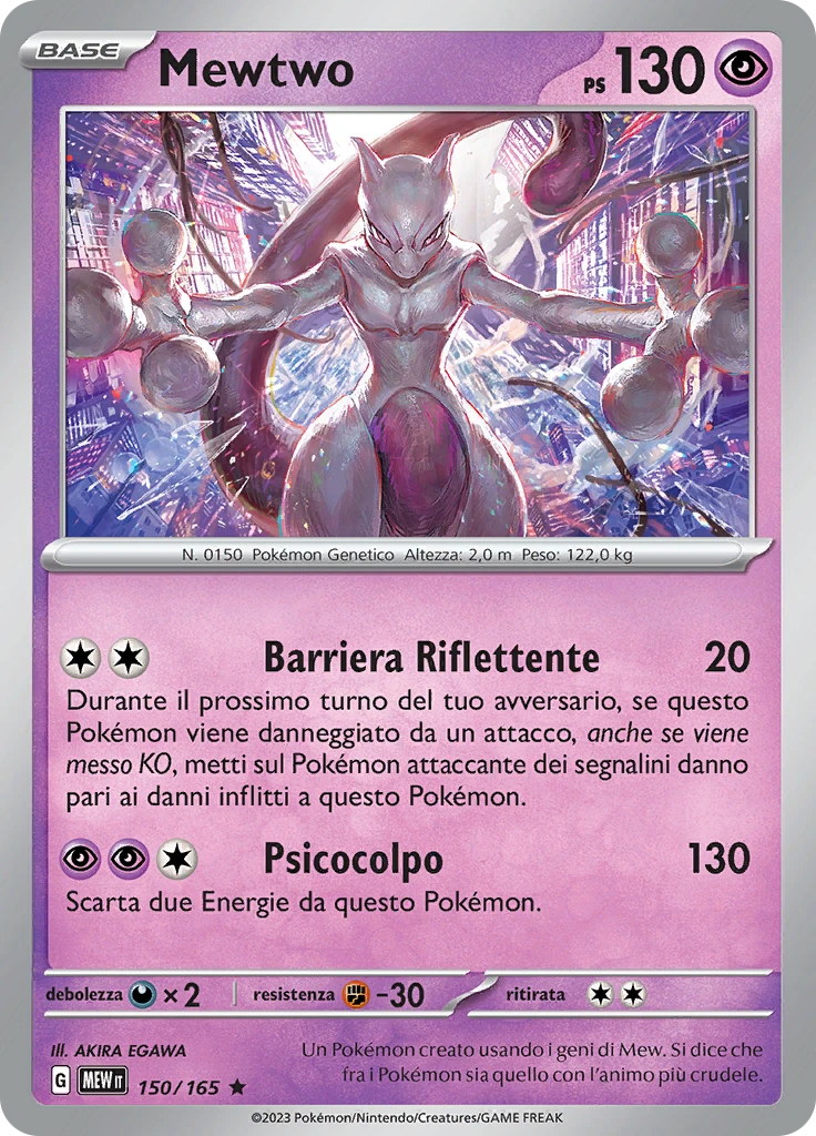 Mewtwo - MEW 150/165 IT - Rara standard e Reverse - 151