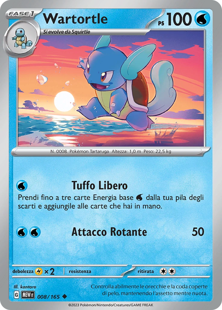 Wartortle - MEW 008/165 IT - Non Comune standard e Reverse